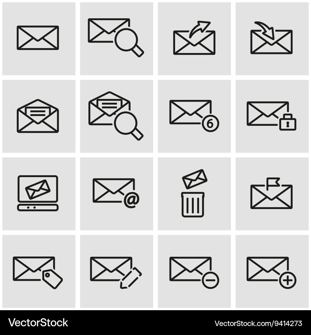 Line email icon set Royalty Free Vector Image - VectorStock