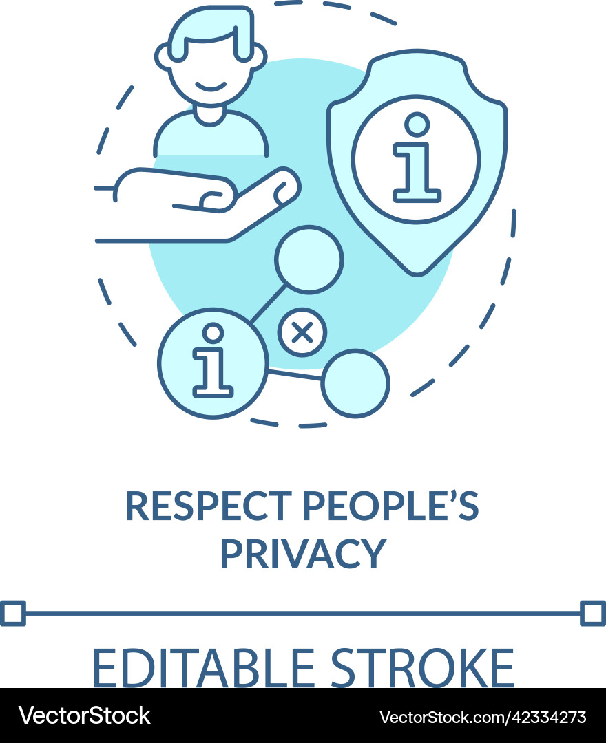 Respect people privacy turquoise concept icon Vector Image