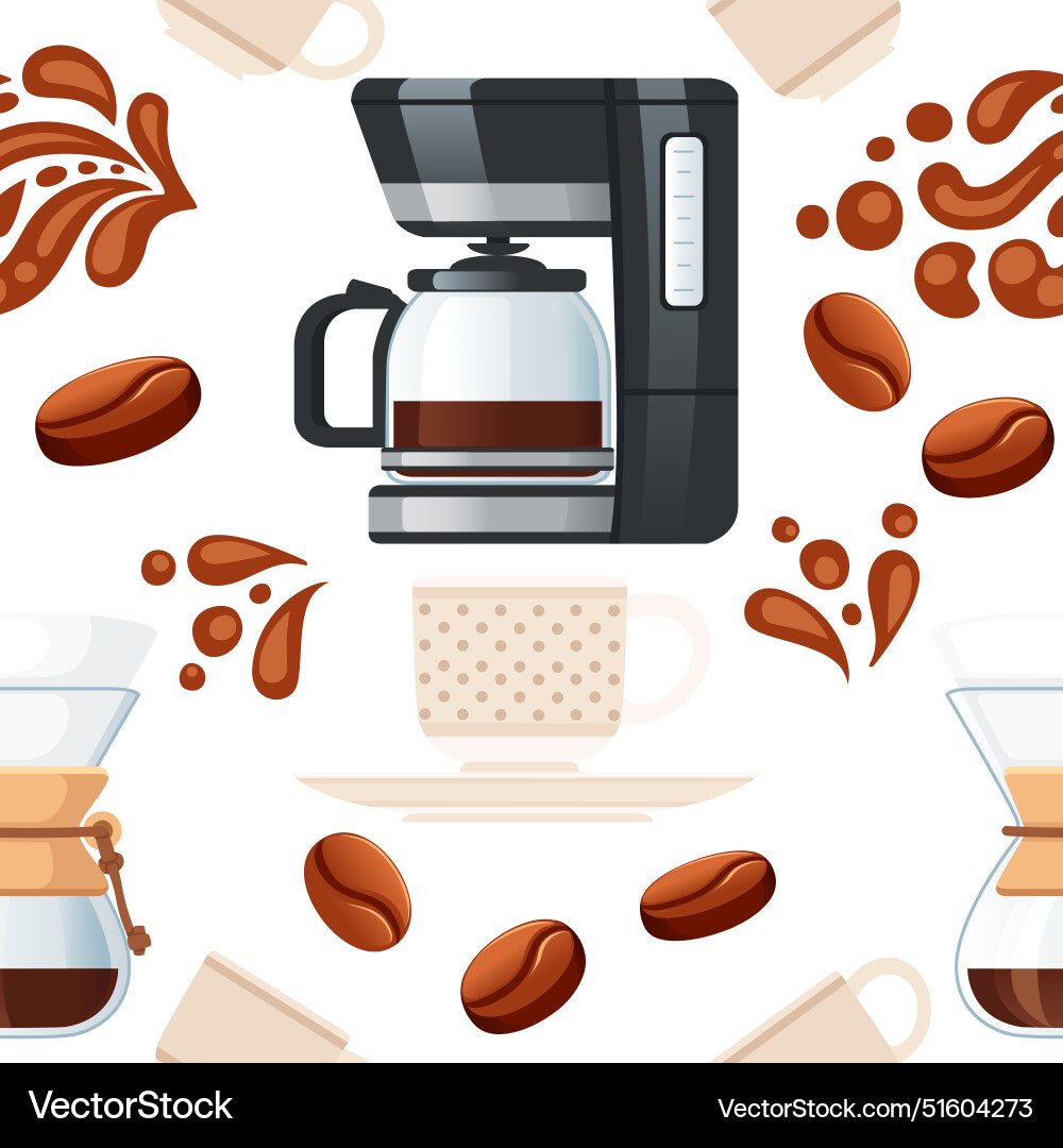 Seamless pattern coffee theme with maker Vector Image
