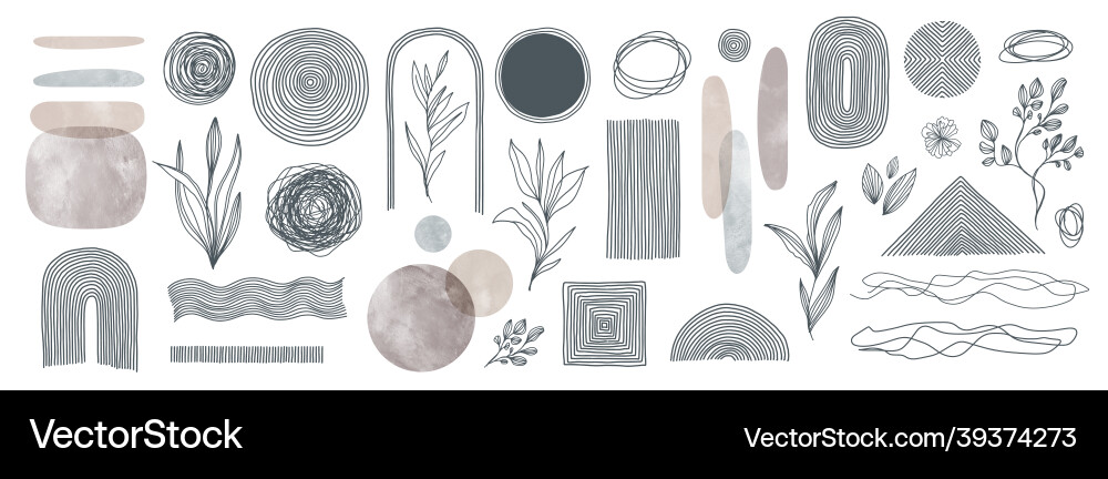 Set of elements for wall art minimal poster Vector Image