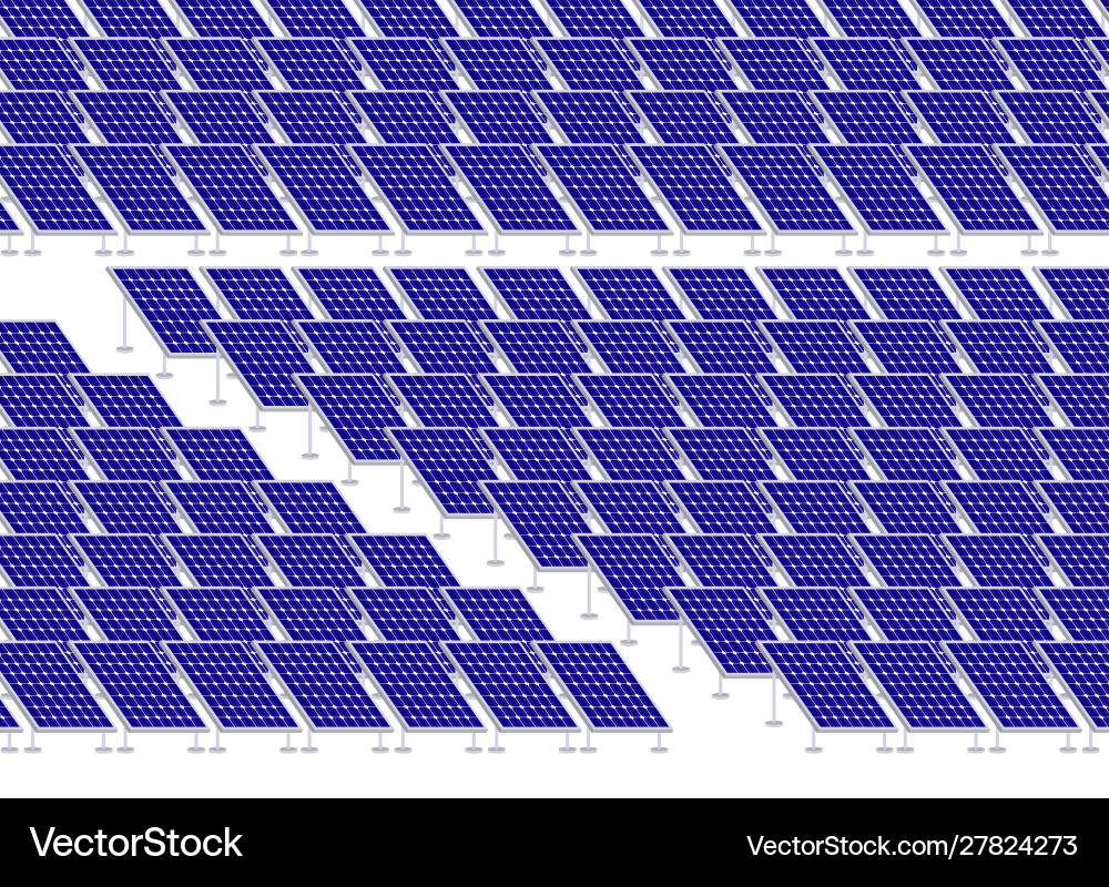 Solar panels lined up in rows at farm Royalty Free Vector