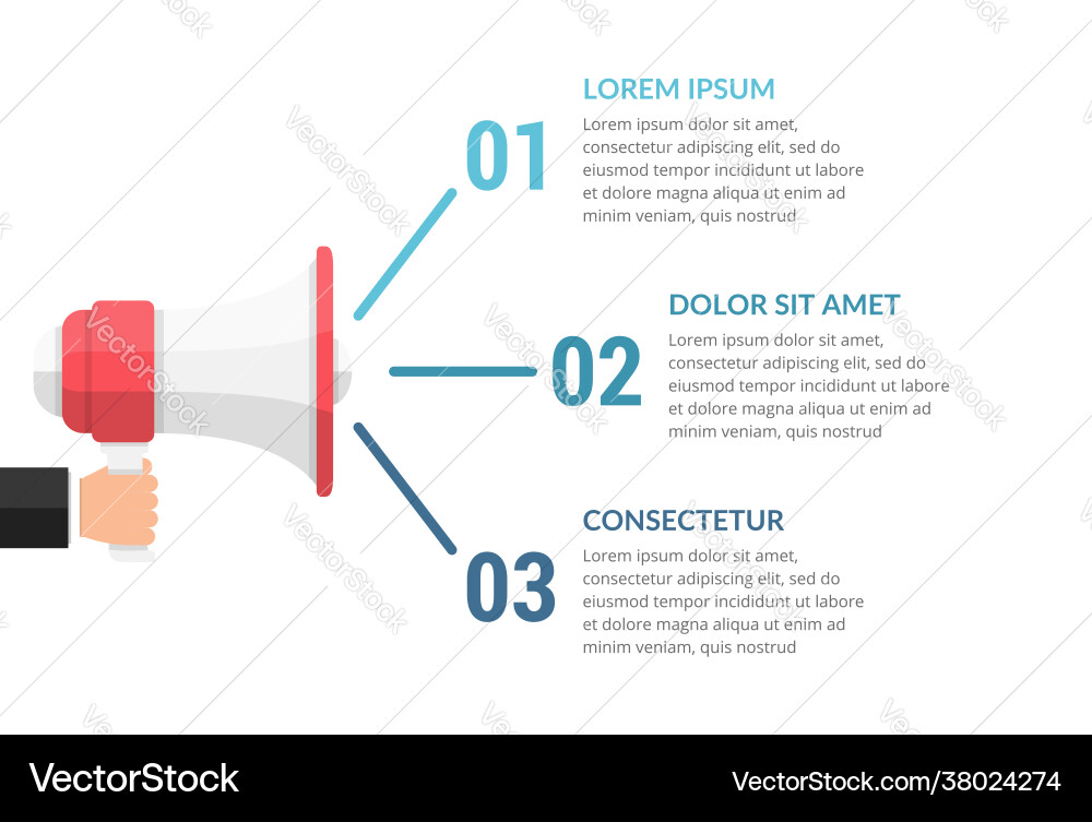 3 Steps Megaphone Communication Royalty Free Vector Image