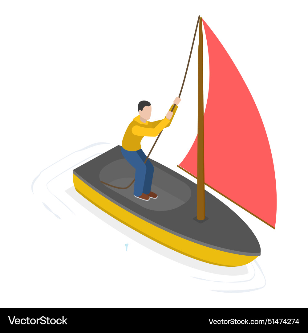 3d isometric flat set of sailing boats Royalty Free Vector