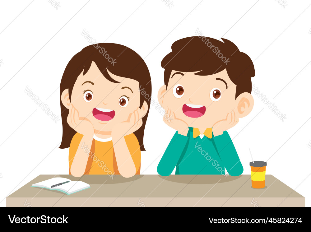 Children Contemplating - Thinking Kids Royalty Free Vector