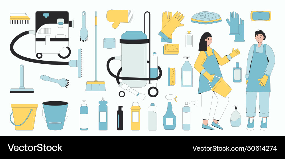 Cleaning service set isolated on white background Vector Image