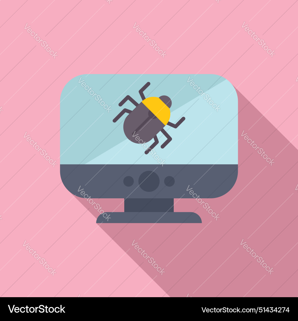 Cyber bug on computer icon digital threat concept Vector Image