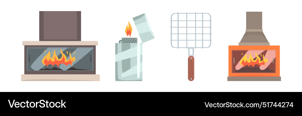 Fireplace and hearth design element object Vector Image
