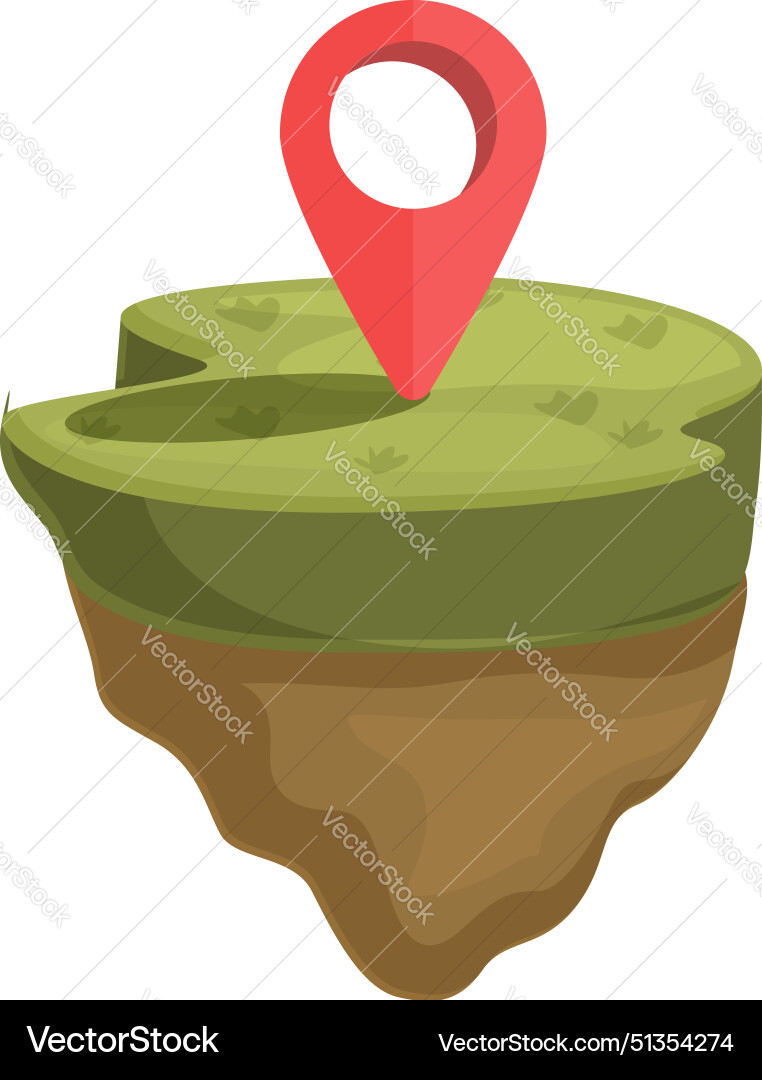 Floating island with map pin icon Royalty Free Vector Image