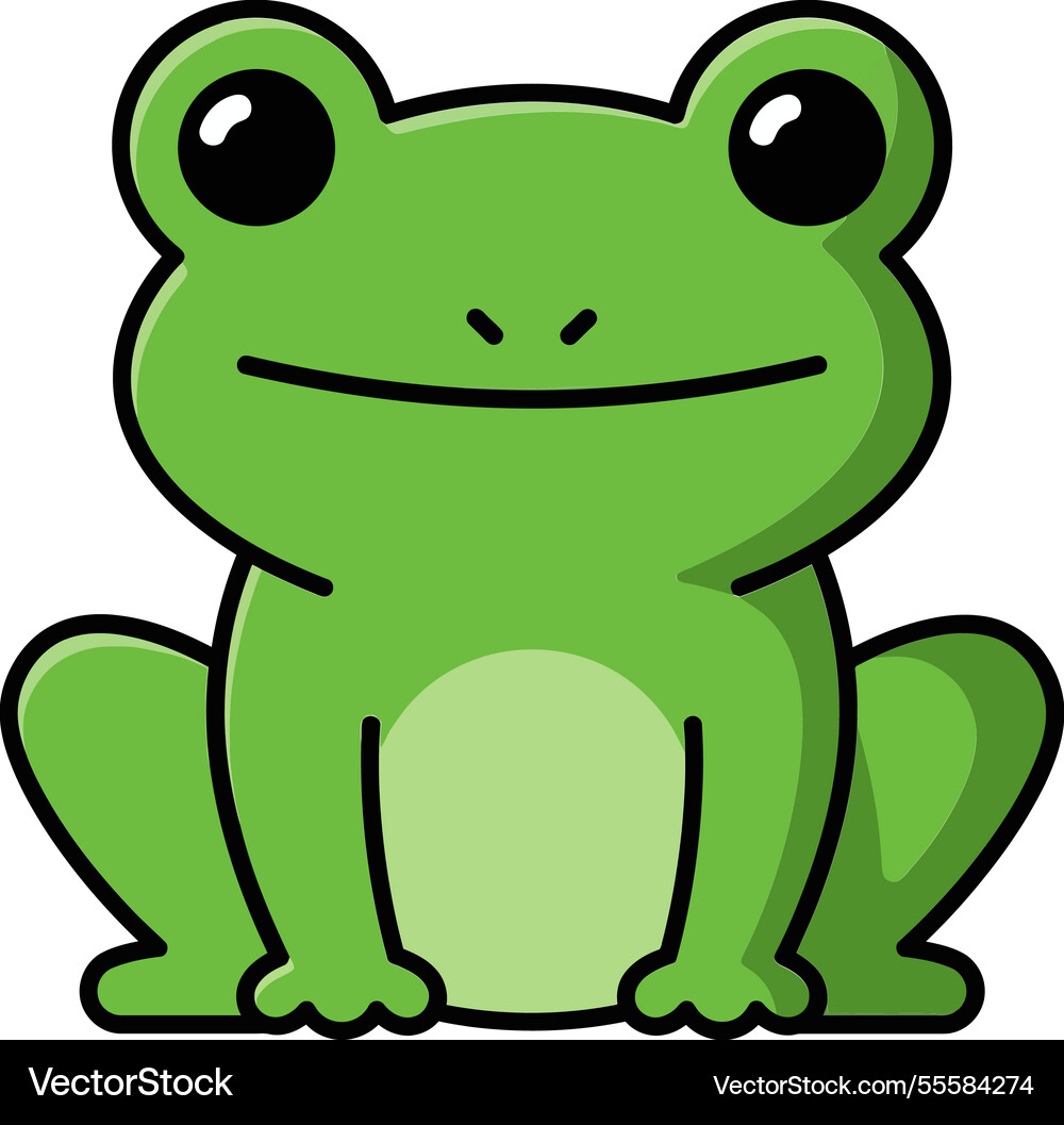 Friendly green frog character with big eyes Vector Image