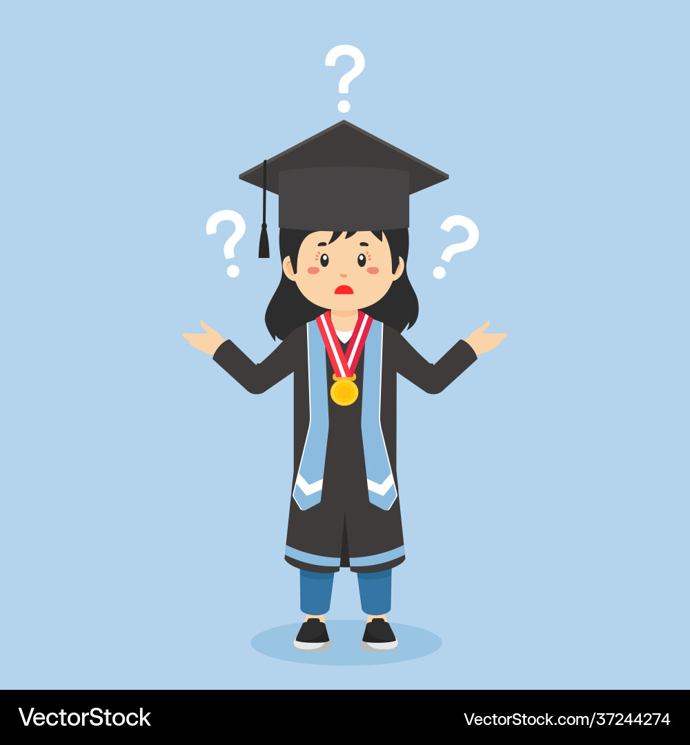 Graduation confused with question mark Royalty Free Vector