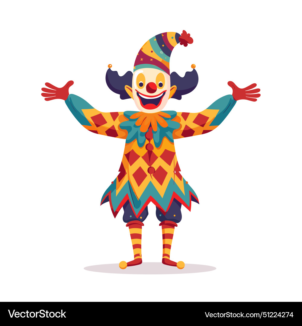 Happy clown cartoon character performing circus Vector Image