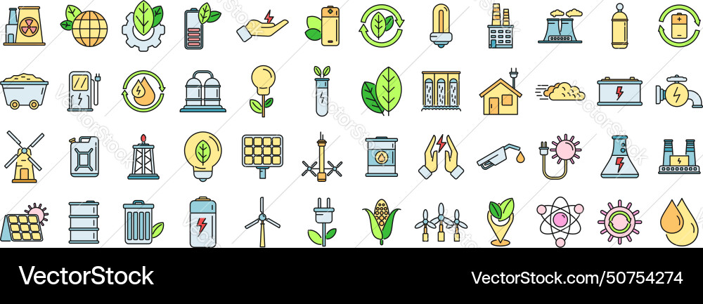 Natural resources icons set color line Royalty Free Vector