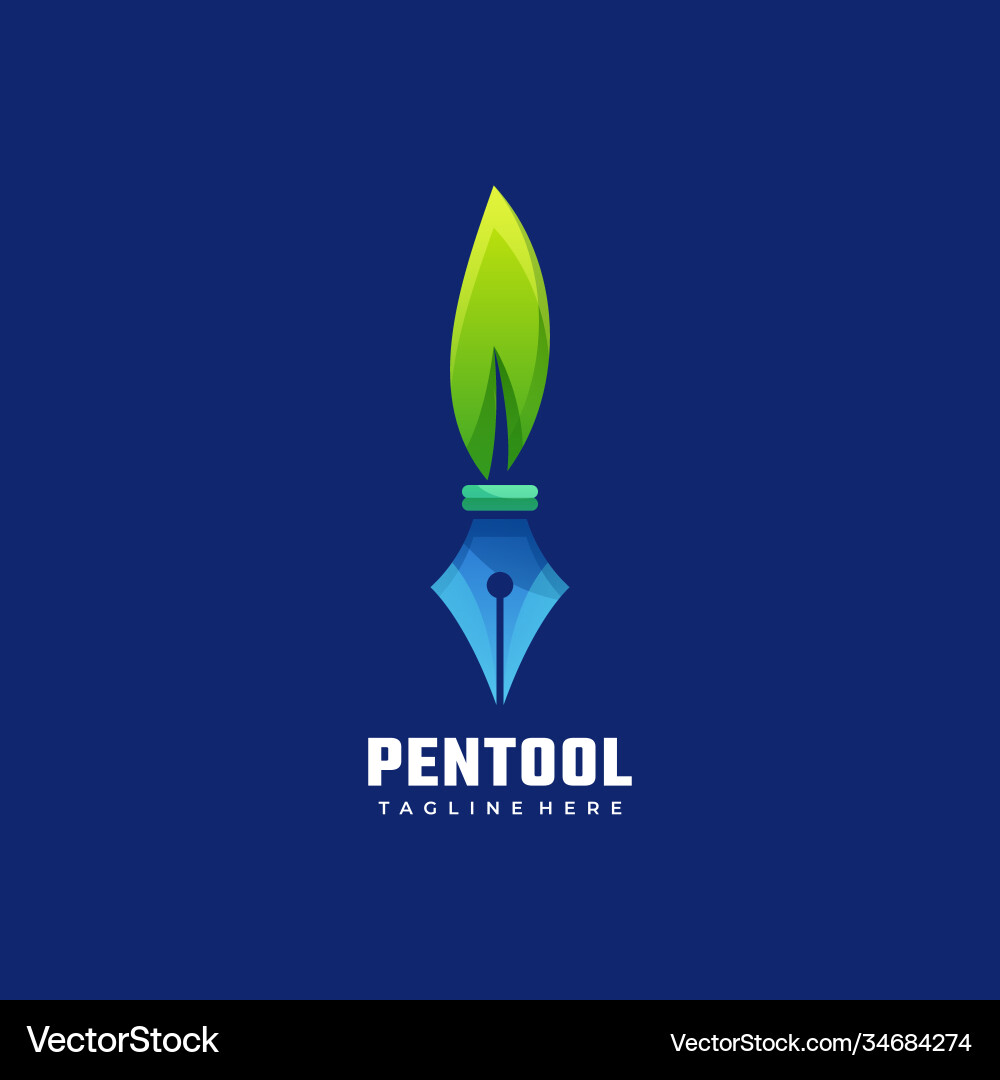 Pen Tool Logo - Gradient Style Royalty Free Vector Image