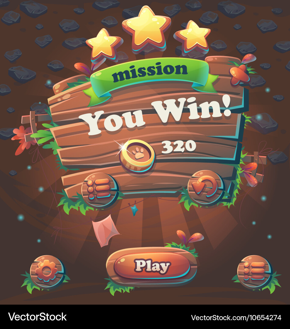 Wooden user interface window you win Royalty Free Vector