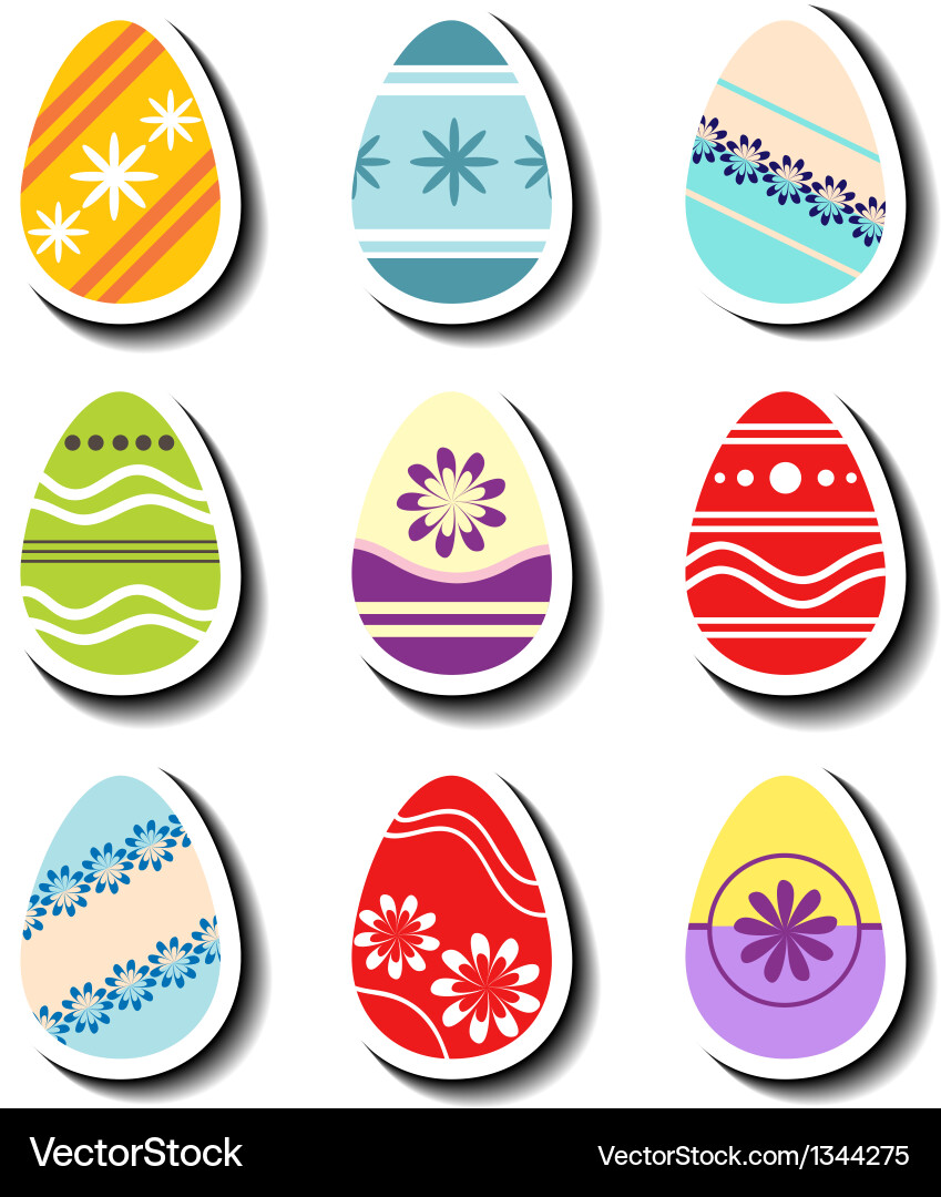 Abstract easter egg sticker set Royalty Free Vector Image