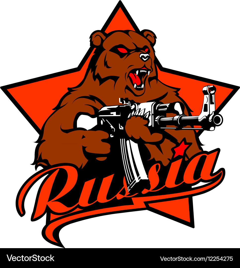 Angry Russian Bear with AK-47 Royalty Free Vector Image