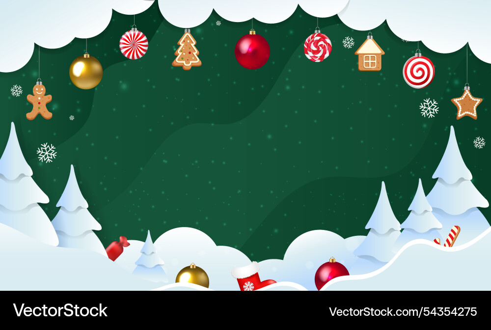 Christmas fir tree border and postcard Royalty Free Vector