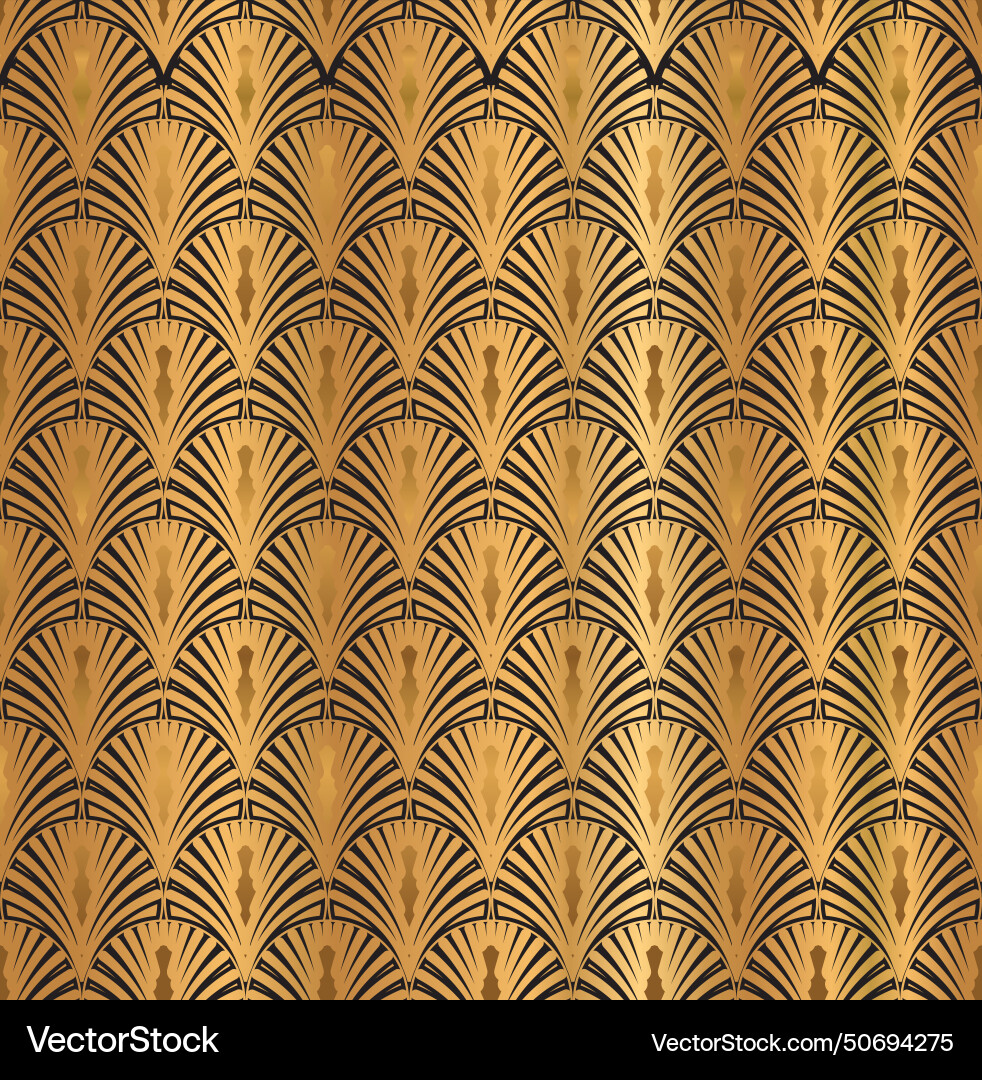 Gold geometric art deco pattern design with black Vector Image