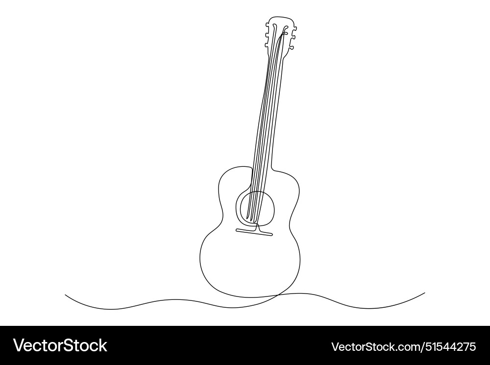 Guitar one line drawing classic instrument Vector Image