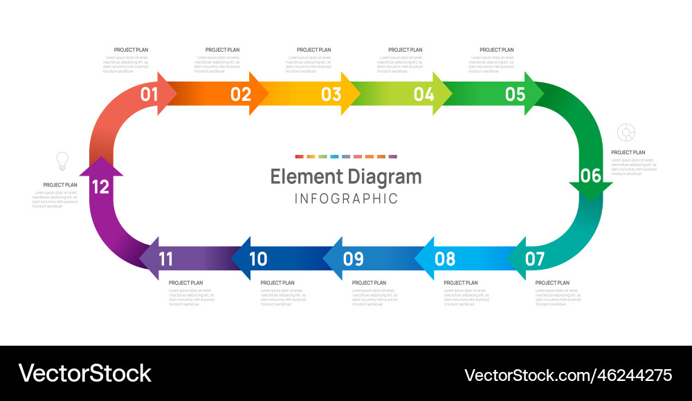 Infographic arrow template for business 12 steps Vector Image
