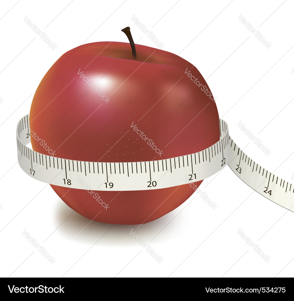 Red apple measured the meter Royalty Free Vector Image