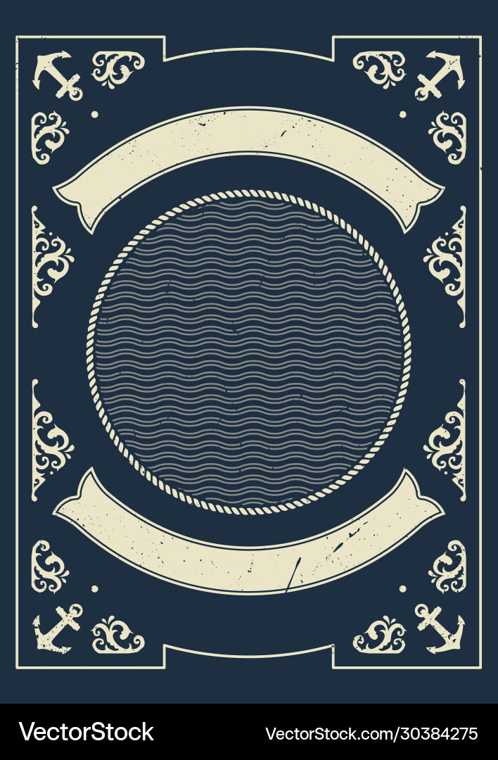 Vintage marine and nautical frame template Vector Image