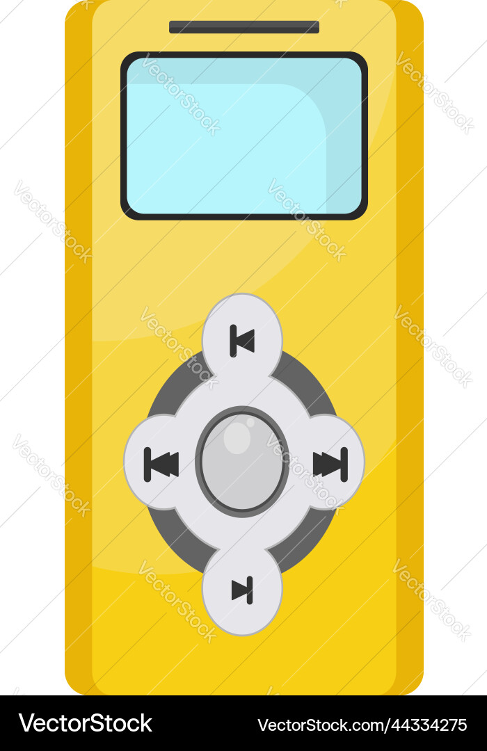 Yellow mp3 player on a white background Royalty Free Vector