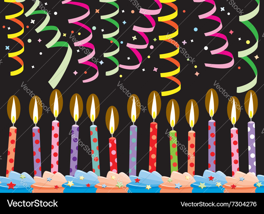 Birthday candles on cake Royalty Free Vector Image