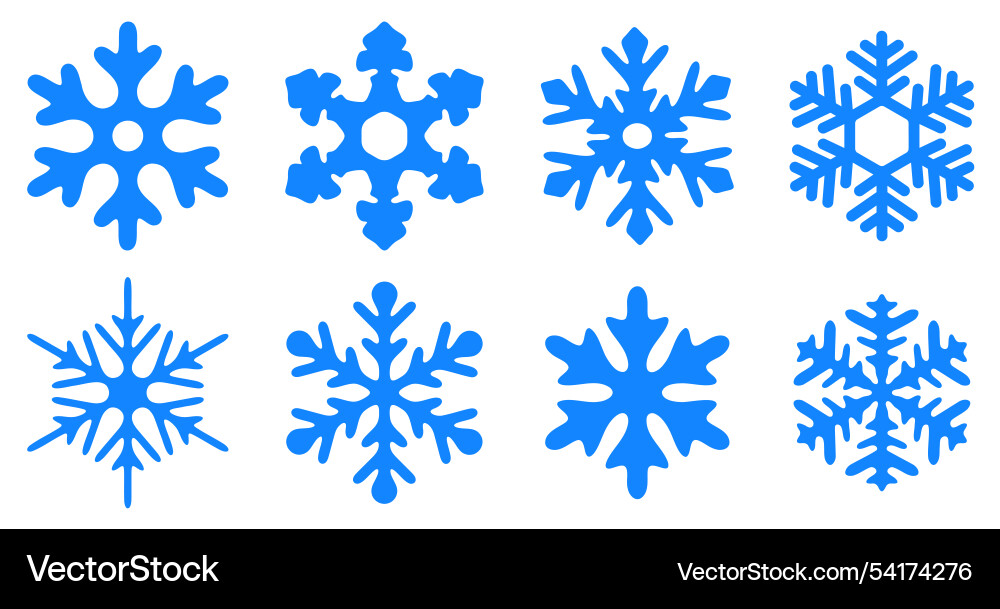 Blue snowflake set Royalty Free Vector Image - VectorStock