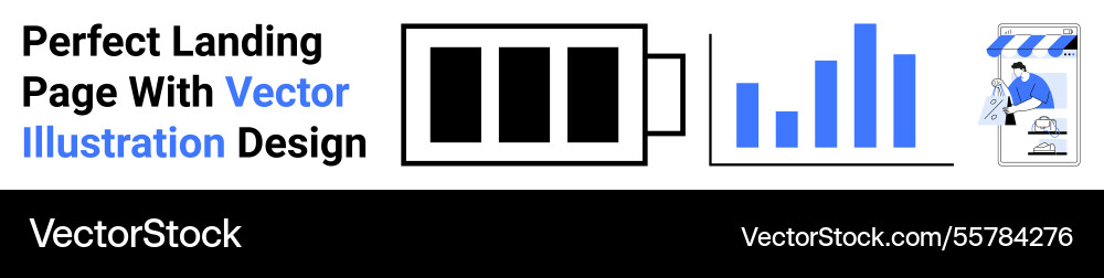Business metrics with battery graph and online Vector Image