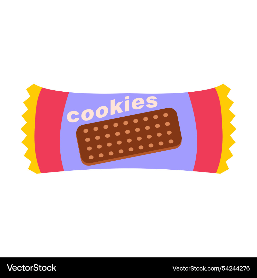 Chocolate cookies in package in flat design sweet Vector Image
