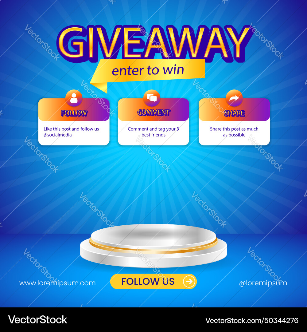 Giveaway steps for social media contest design Vector Image