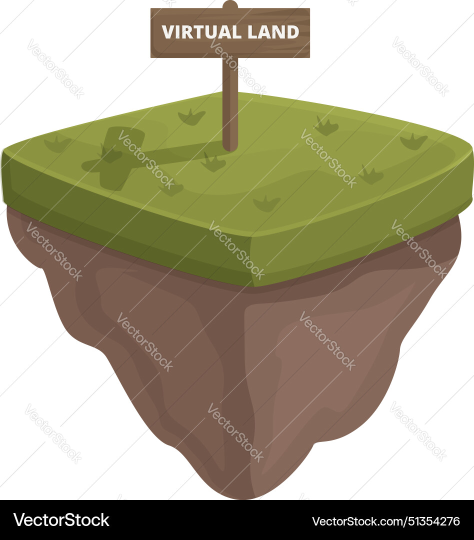 Isometric floating land with virtual sign Vector Image