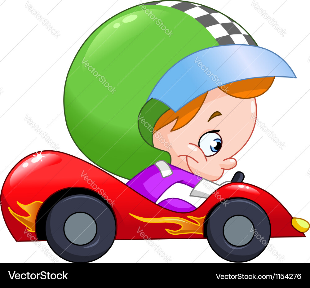Kid race car driver Royalty Free Vector Image - VectorStock
