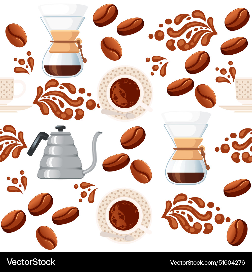 Seamless pattern coffee theme drip brewing Vector Image