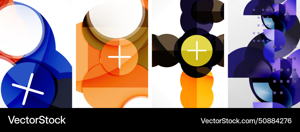 Set of circles geometric abstract posters Vector Image