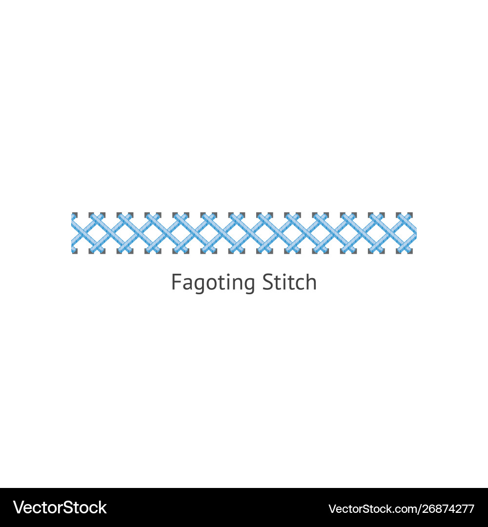 Blue fagoting stitch for textile sewing Royalty Free Vector