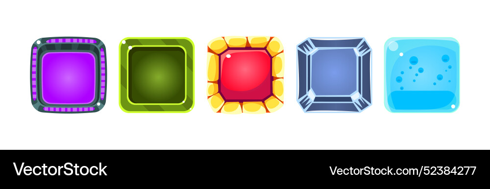 Game ui square buttons with texture set Royalty Free Vector Game ui square buttons with texture set Royalty Free Vector