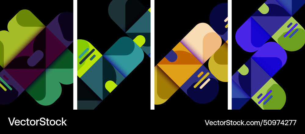 Geometric colorful poster backgrounds with squares