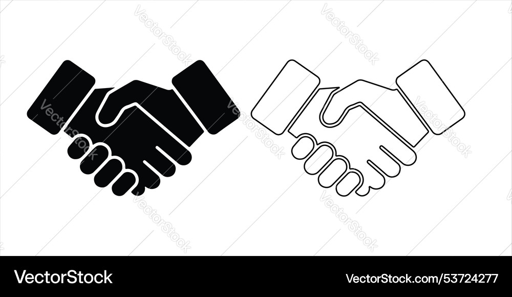 Handshake icon silhouette and outline Royalty Free Vector