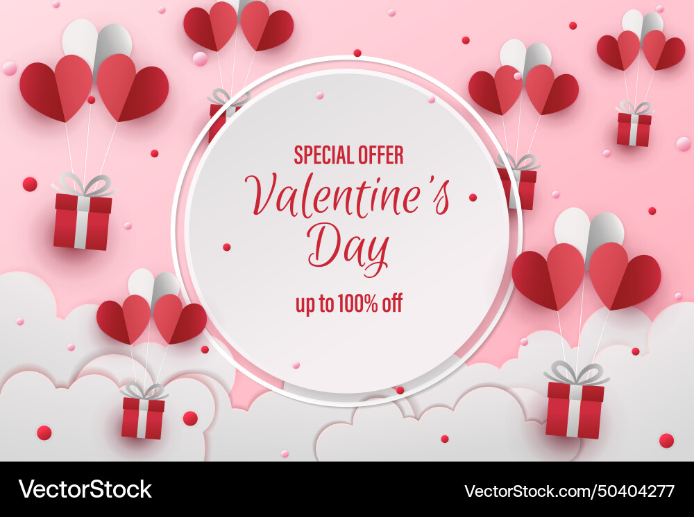 Happy valentines day background with paper cut Vector Image