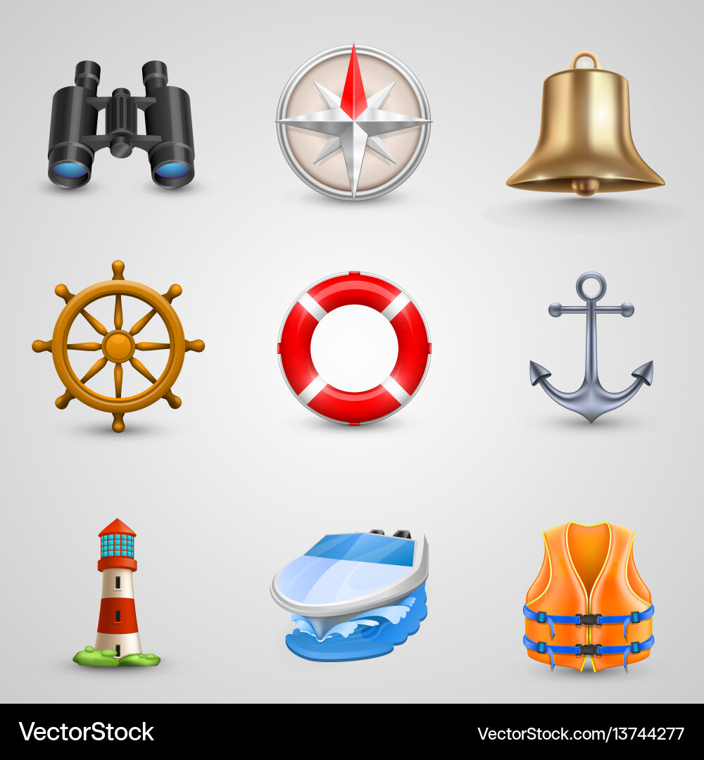 Marine Icon Set Royalty Free Vector Image - VectorStock