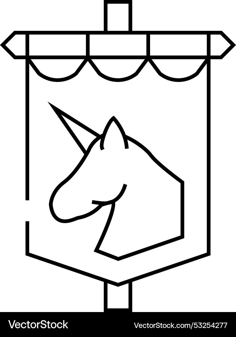 Medieval flag fairy tale line icon Royalty Free Vector Image