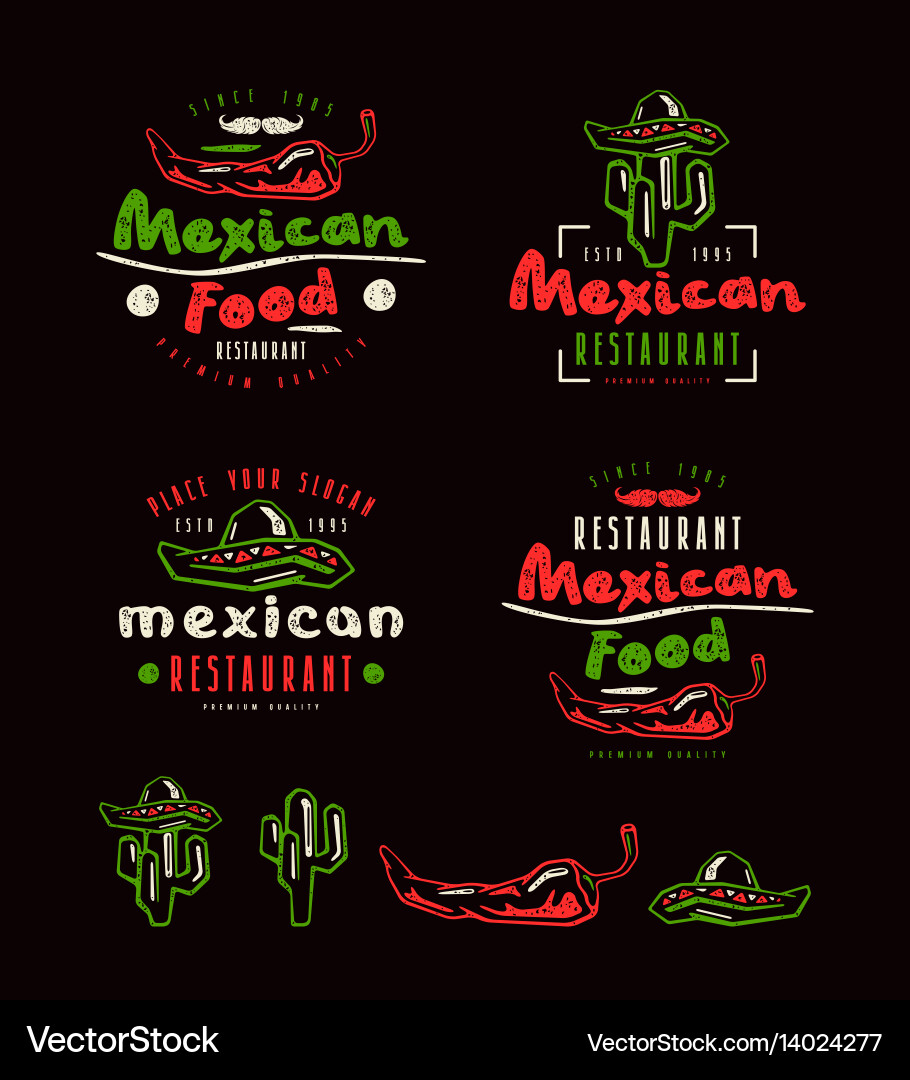 Mexican food labels badges and design elements Vector Image