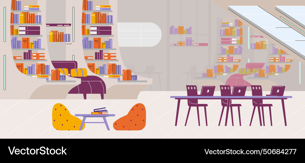 Modern library interior Royalty Free Vector Image