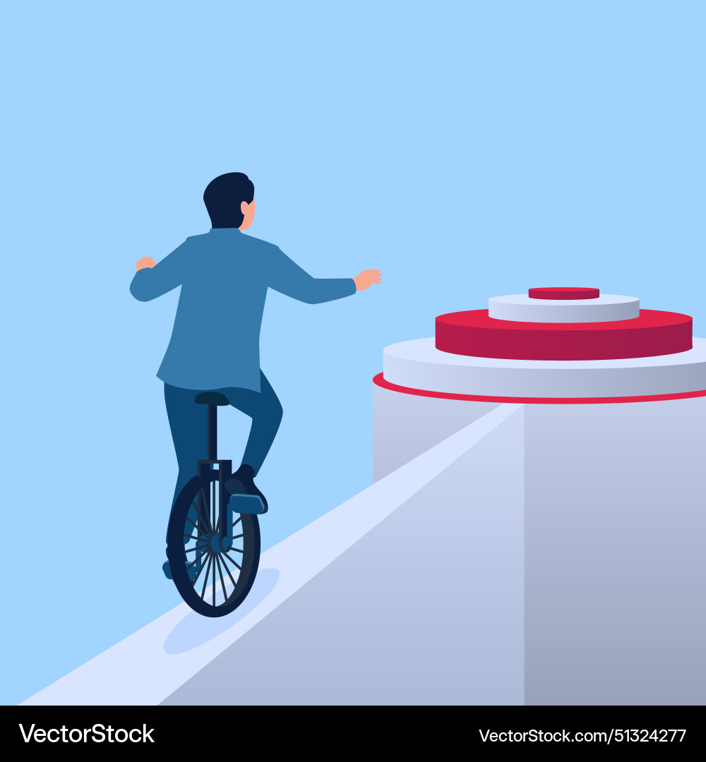 People ride one wheel towards target via narrow Vector Image