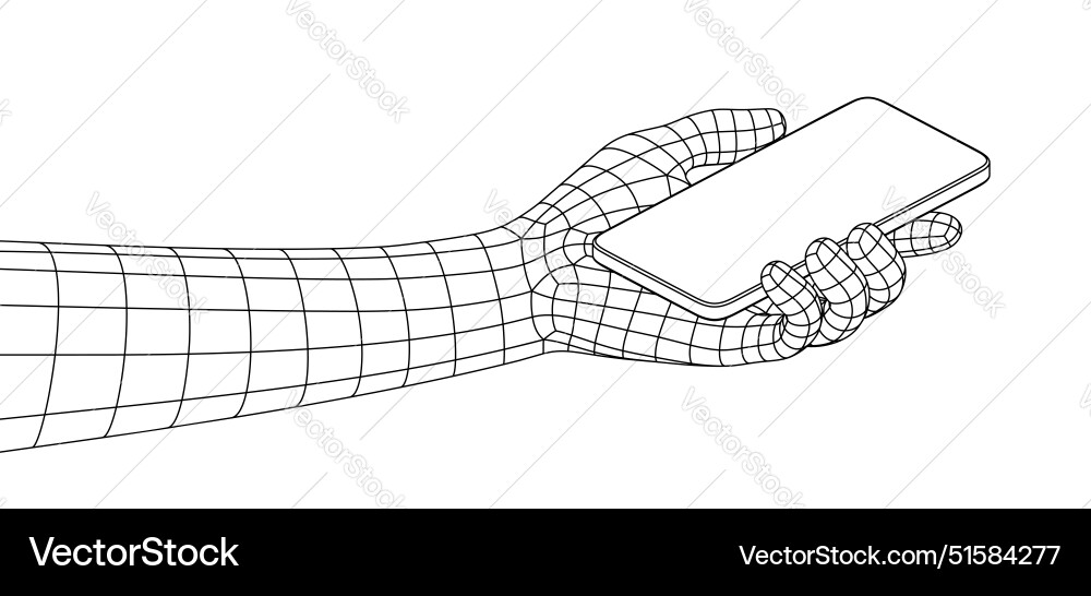 Polygonal mesh or wireframe hand holding Vector Image