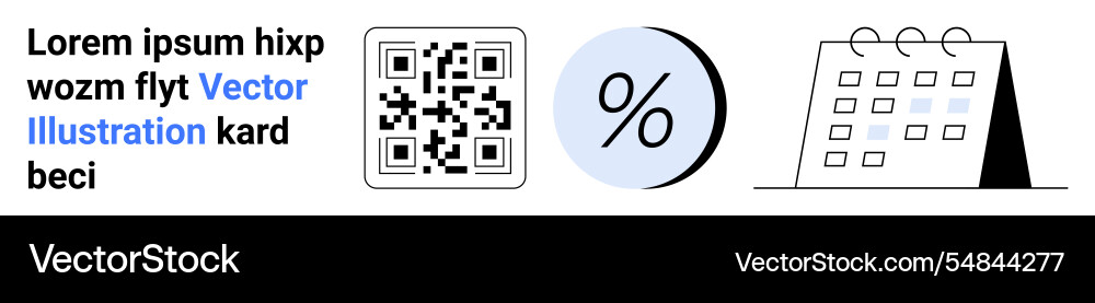 Qr-Code prozentualer Symbolkalender und Text Vektorbild