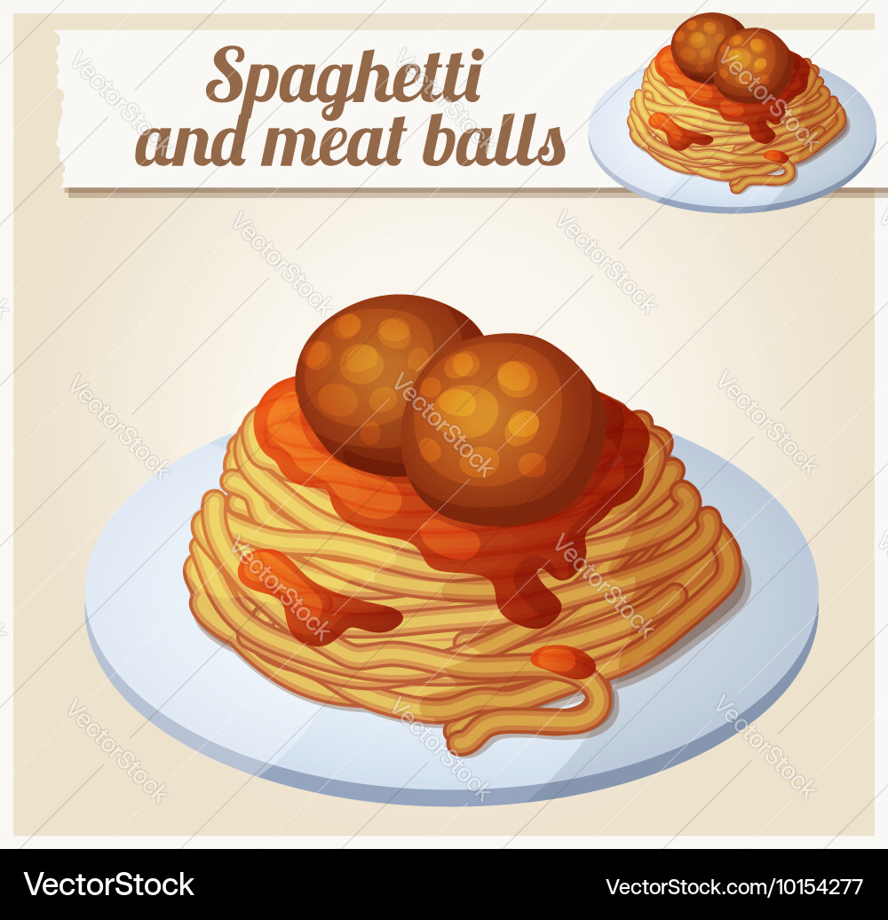 Spaghetti and meat balls detailed icon Royalty Free Vector