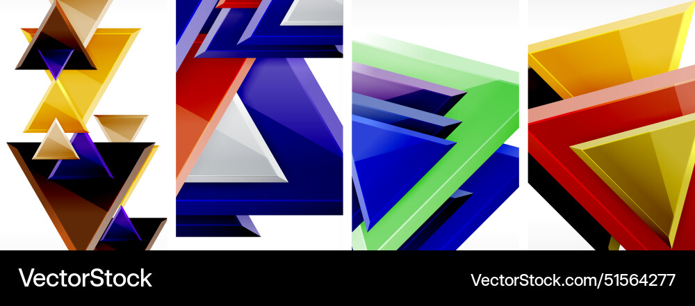 Triangle composition poster background set Vector Image